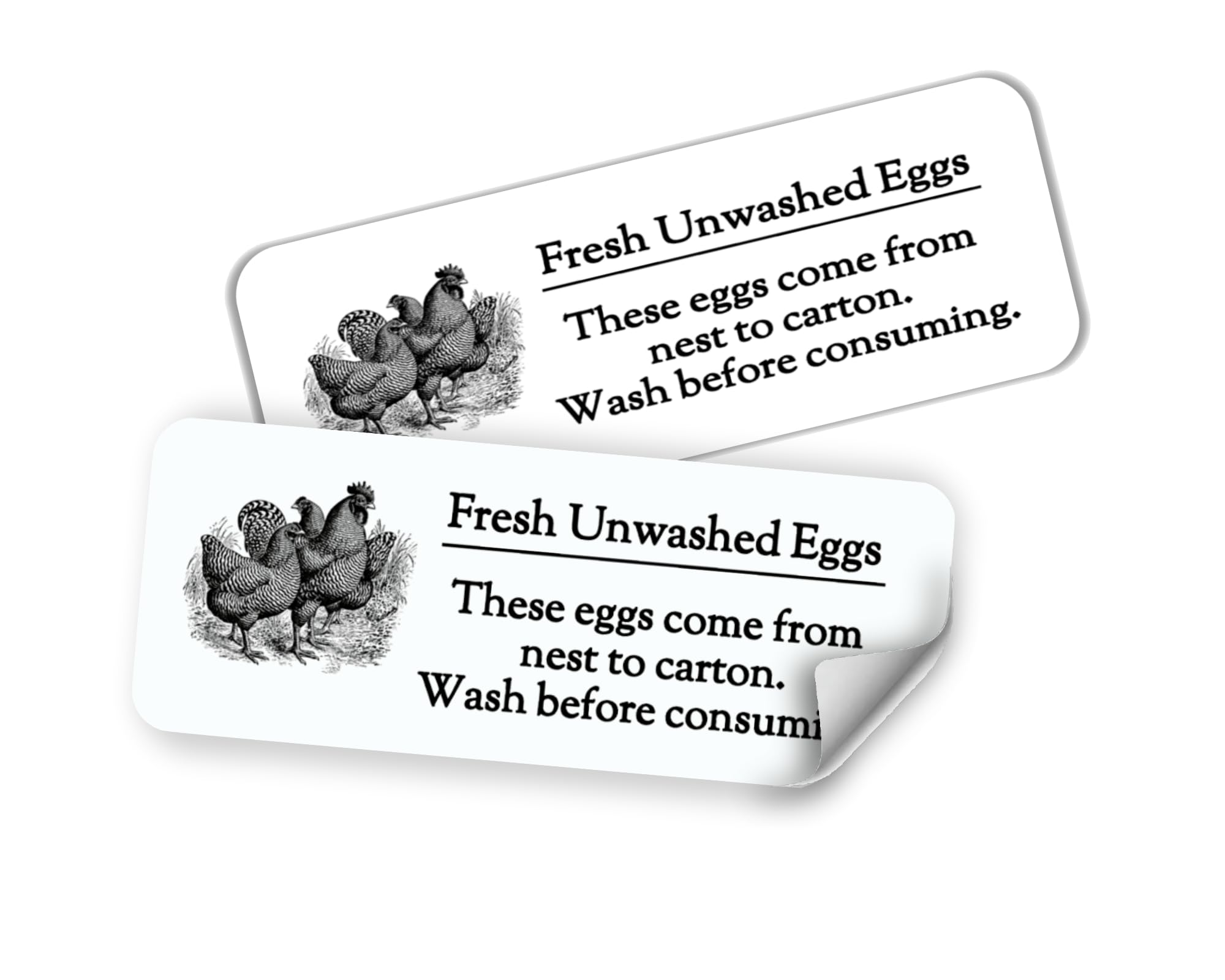 60 unwashed egg carton labels for chicken egg safety, and handling. Fresh Unwashed Eggs stickers for your fresh egg cartons. Perfect for the small business egg merchant.