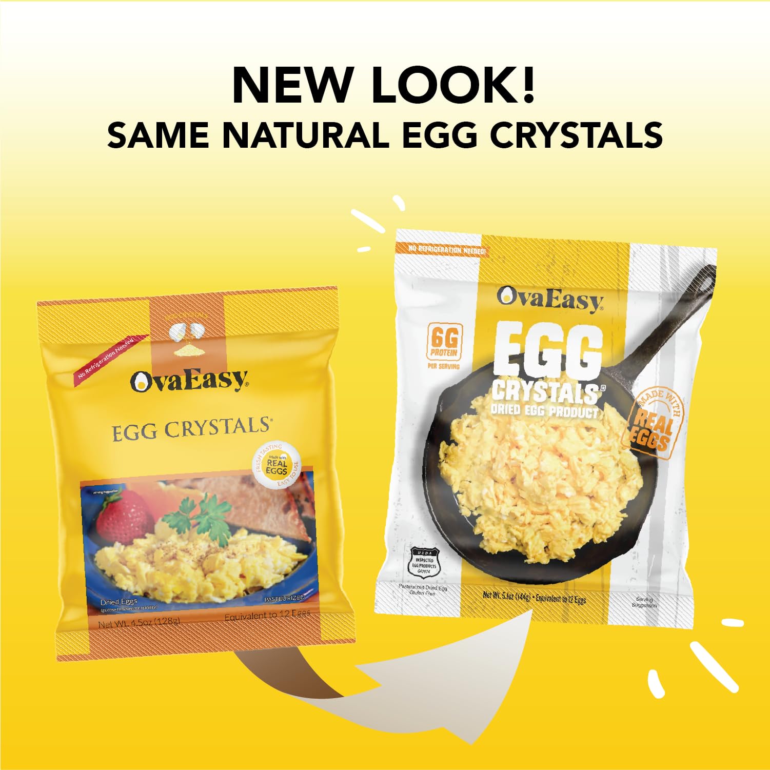 Ova Easy Dehydrated Egg Crystals, 5.1oz Bag, 12 packs