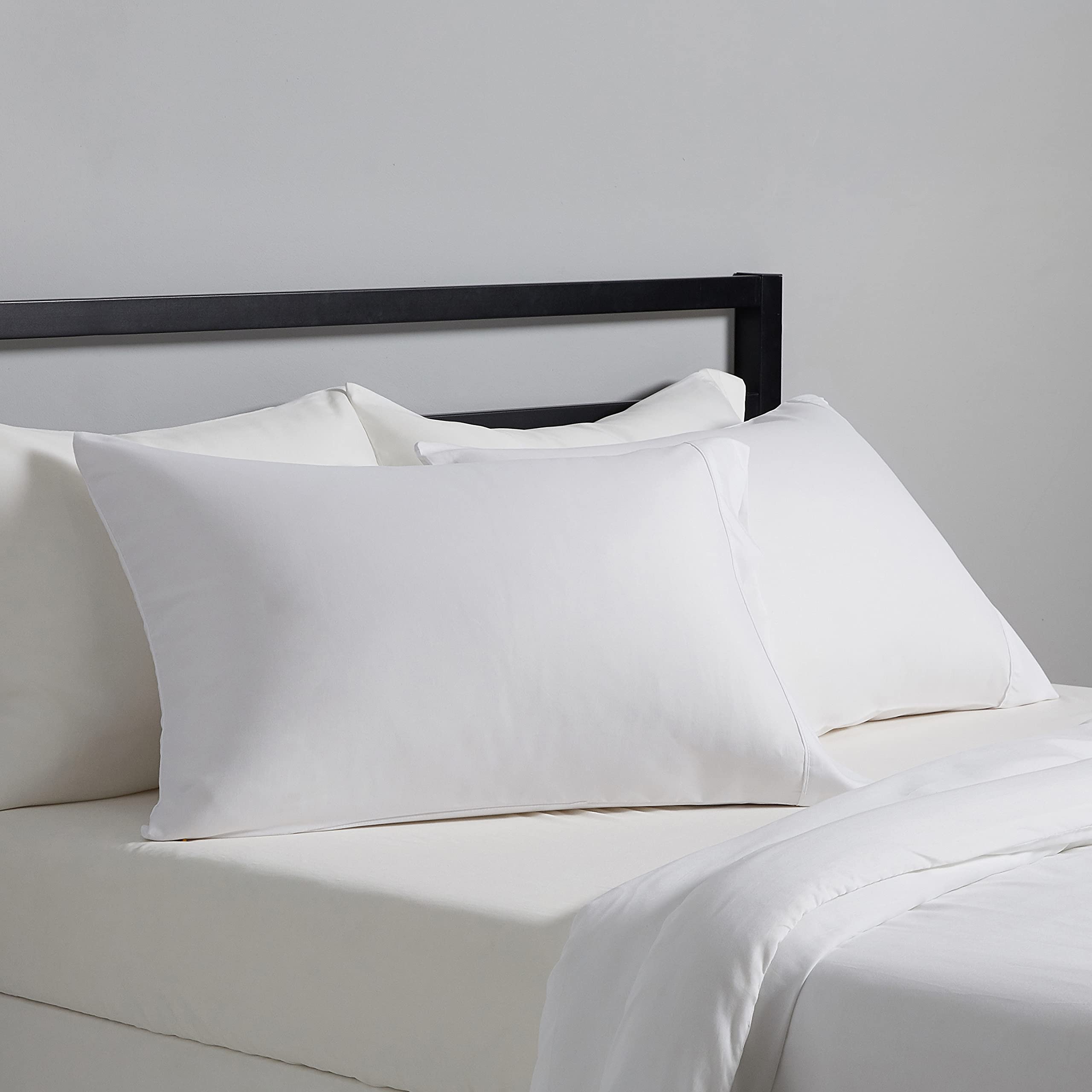 Amazon Basics Standard Pillow Cases Set of 2 - Lightweight, Super Soft Easy Care Microfiber, Bright White, 30" L x 20" W, Pillows Not Included