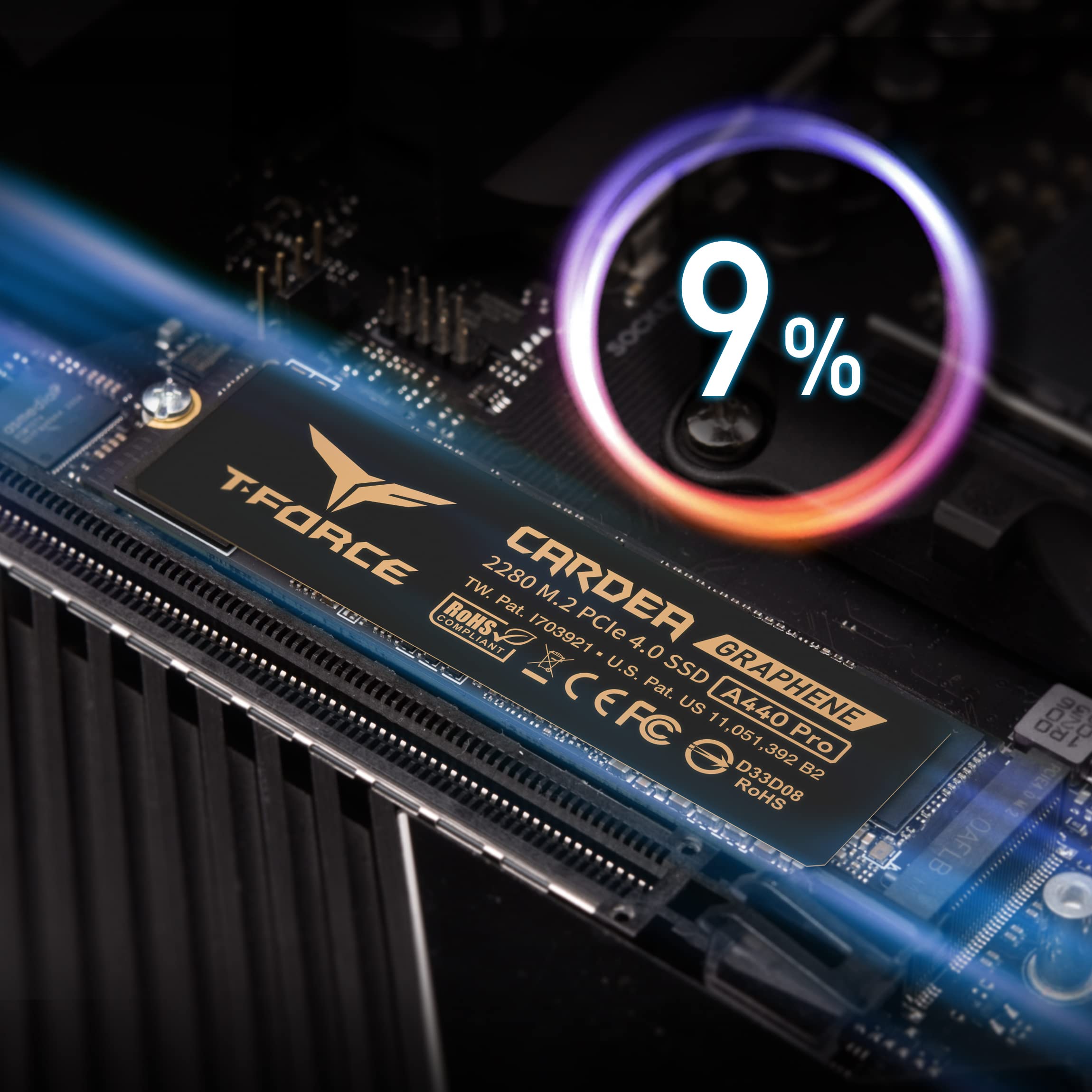 TEAMGROUP T-Force CARDEA A440 Pro Graphene Heatsink 4TB DRAM SLC Cache 3D TLC NAND NVMe Phison E18 PCIe Gen4x4 M.2 2280 Gaming Internal SSD Works with PS5 Read/Write 7400/7000MB/s