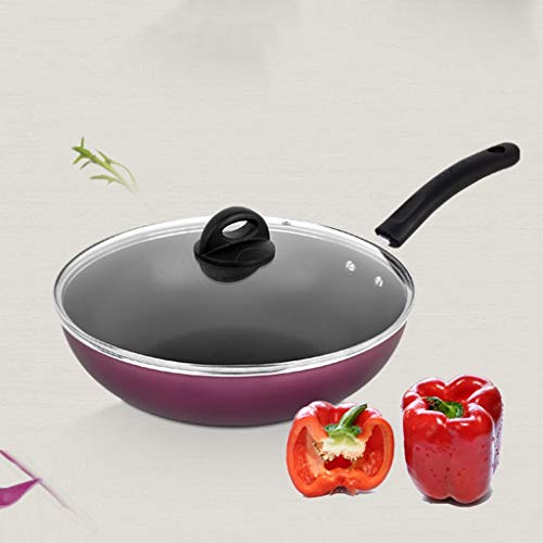 YTYZC Deep Purple Frying Pan-Wok, Non-Stick Pan, Household Multi-Function Cooking Pot, Induction Cooker Gas Stove, Light Range Cooker 30CM