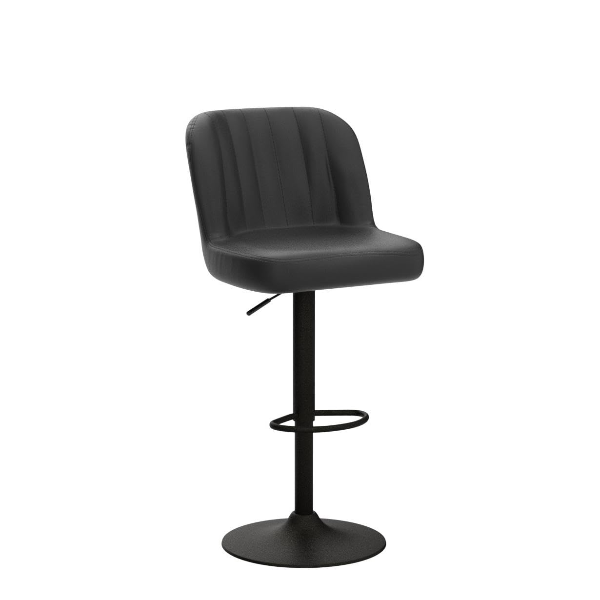 DICTAC Leather Bar Stools Set of 2, Black Barstools Bar Height Set of 2, Swivel Counter Height Bar Stools, Adjustable Bar Chairs for Kitchen, Capacity 400lbs