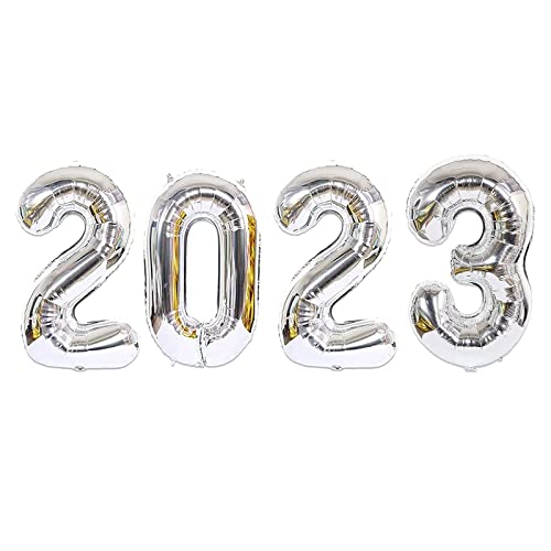 16inch 2023 Number Foil Balloons for New Years Eve Party Supplies Festival Party Anniversary Party Graduation Decorations Home Office Décor- Silver