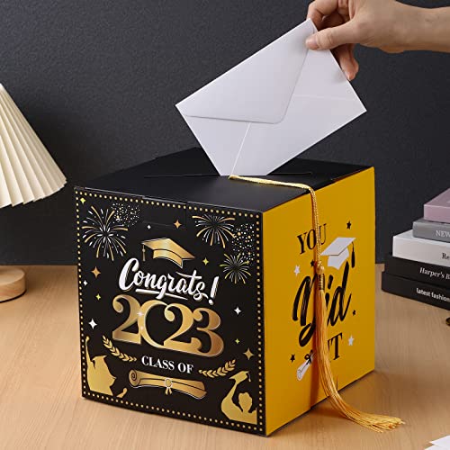 PRETYZOOM Graduation Card Box 2023 Graduation Party Decoration - Congrats You Did It Graduation Ceremony or Birthday Party Supply