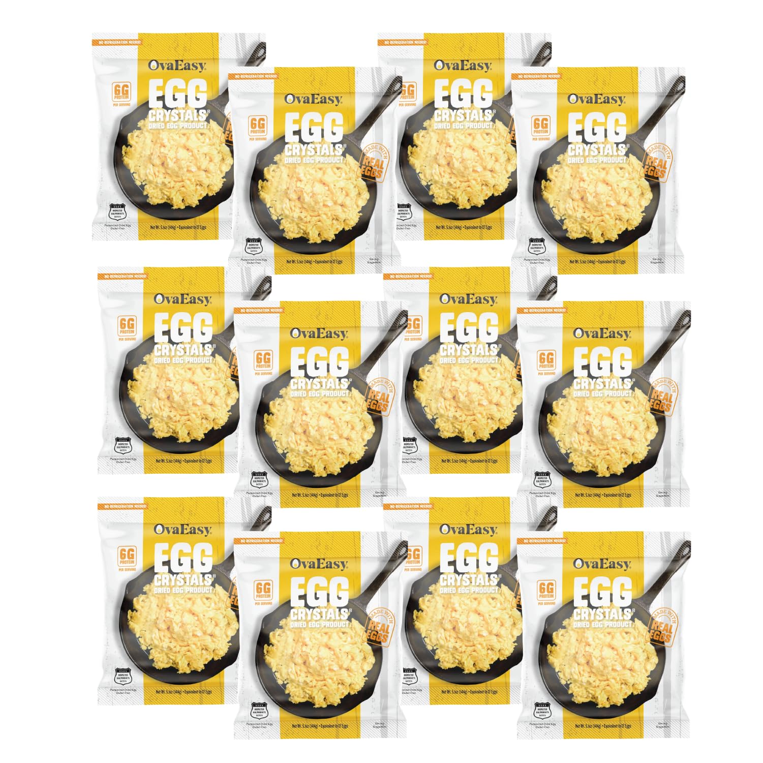 Ova Easy Dehydrated Egg Crystals, 5.1oz Bag, 12 packs