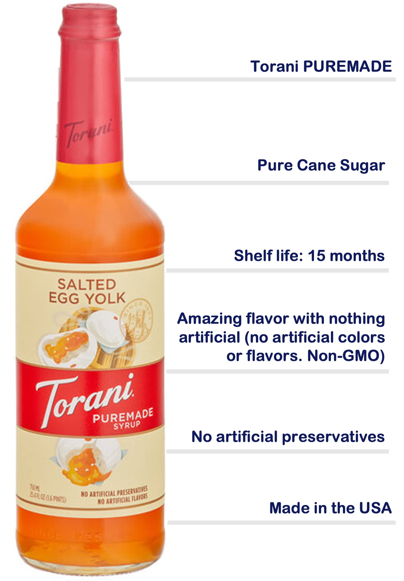 Puremade Syrup Salted Egg Yolk. Natural Flavors, for Cocktails & Coffee, Non-GMO, Gluten-Free (750 ml). Glass Bottle in Crush-Proof Box + ATREVO Pump Dispenser Bundle.