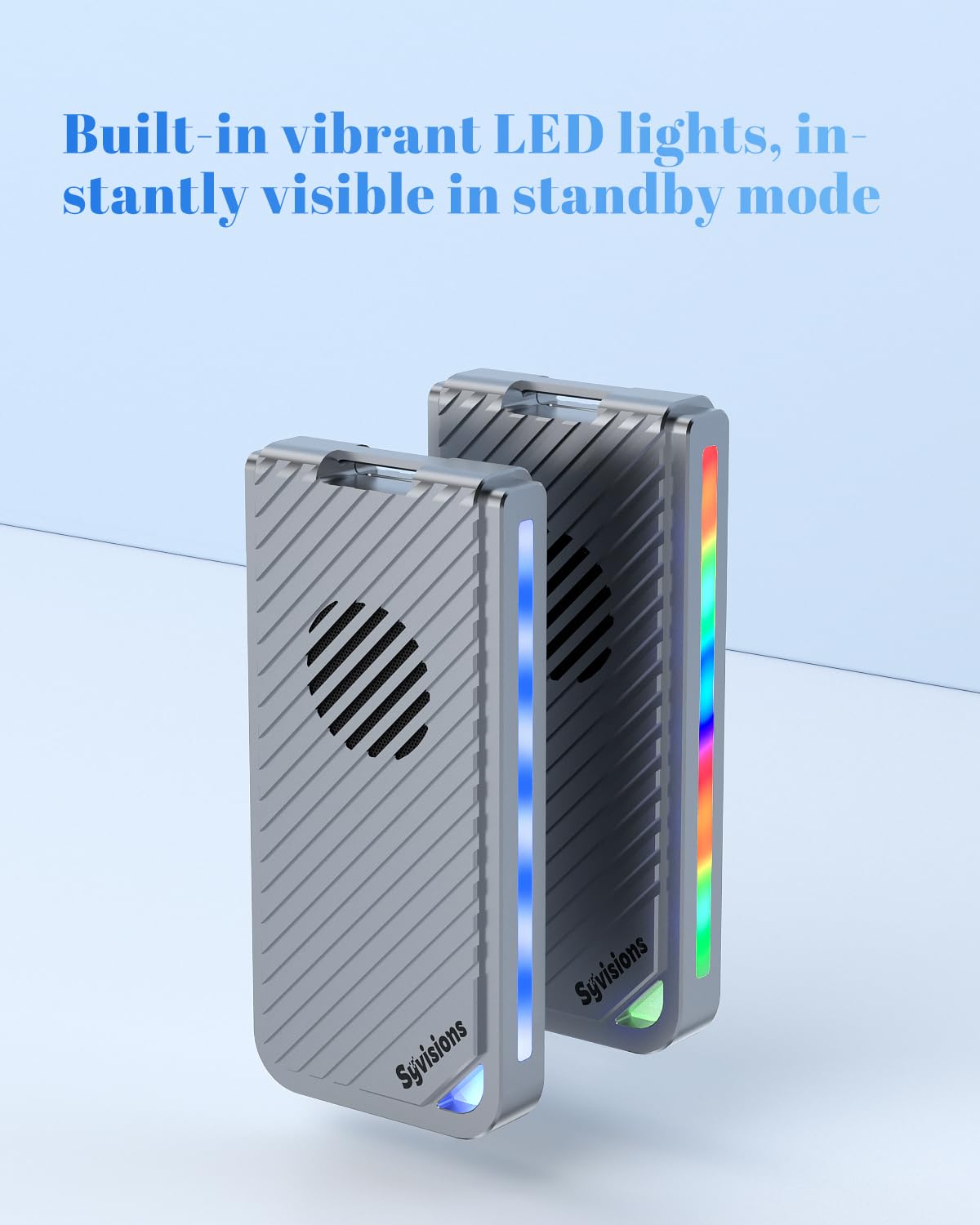 Syvisions M.2 NVMe SSD Enclosure,Tool-Free 40Gbps Compatible with USB4.0/3.2/3.1/3.0/2.0&Thunderbolt3, Fan Cooling, Anti-Scratch Aluminum Alloy, LED Light, Support SSD Size 2280 B+M M-Key