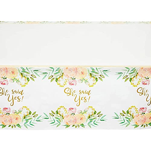 Juvale She Said Yes Table Covers for Bridal Showers (54 x 108 in., 3 Pack)