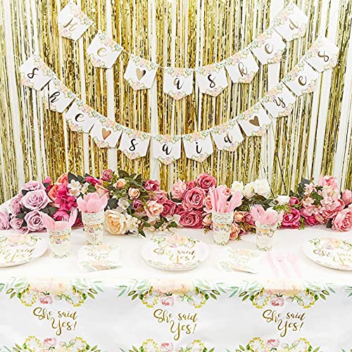 Juvale She Said Yes Table Covers for Bridal Showers (54 x 108 in., 3 Pack)