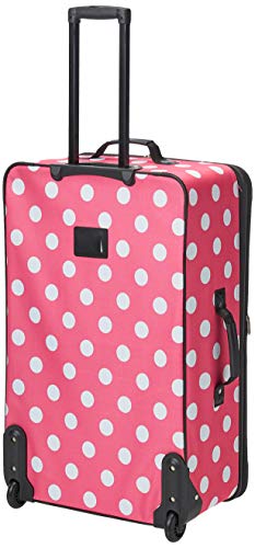 Rockland Polka Softside Upright Luggage Set, Expandable, Lightweight, Pink Dots, 4-Piece (14/19/24/28)