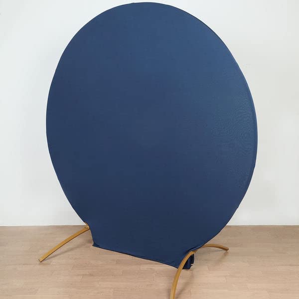 Efavormart 7.5ft Matte Navy Blue Round Spandex Fit Wedding Arch Backdrop Cover - 2-Sided Custom Fit Backdrop Stand Arch Cover