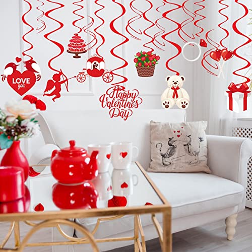 Valentines Day Decoration Set Valentines Day Decor 1Pcs Love Bunting Banner 10Pcs Single Swirls 6Pcs Double Swirls and 10Pcs Toppers Valentines Decorations Valentine's Day Decorations