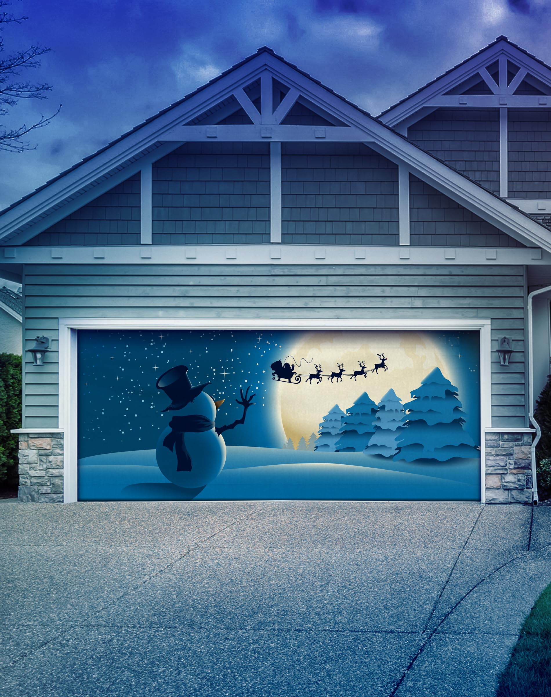Spirit Halloween Snowman Garage Double Door Cover | Outdoor Decoration | Durable & Easy-to-Use | Halloween Décor