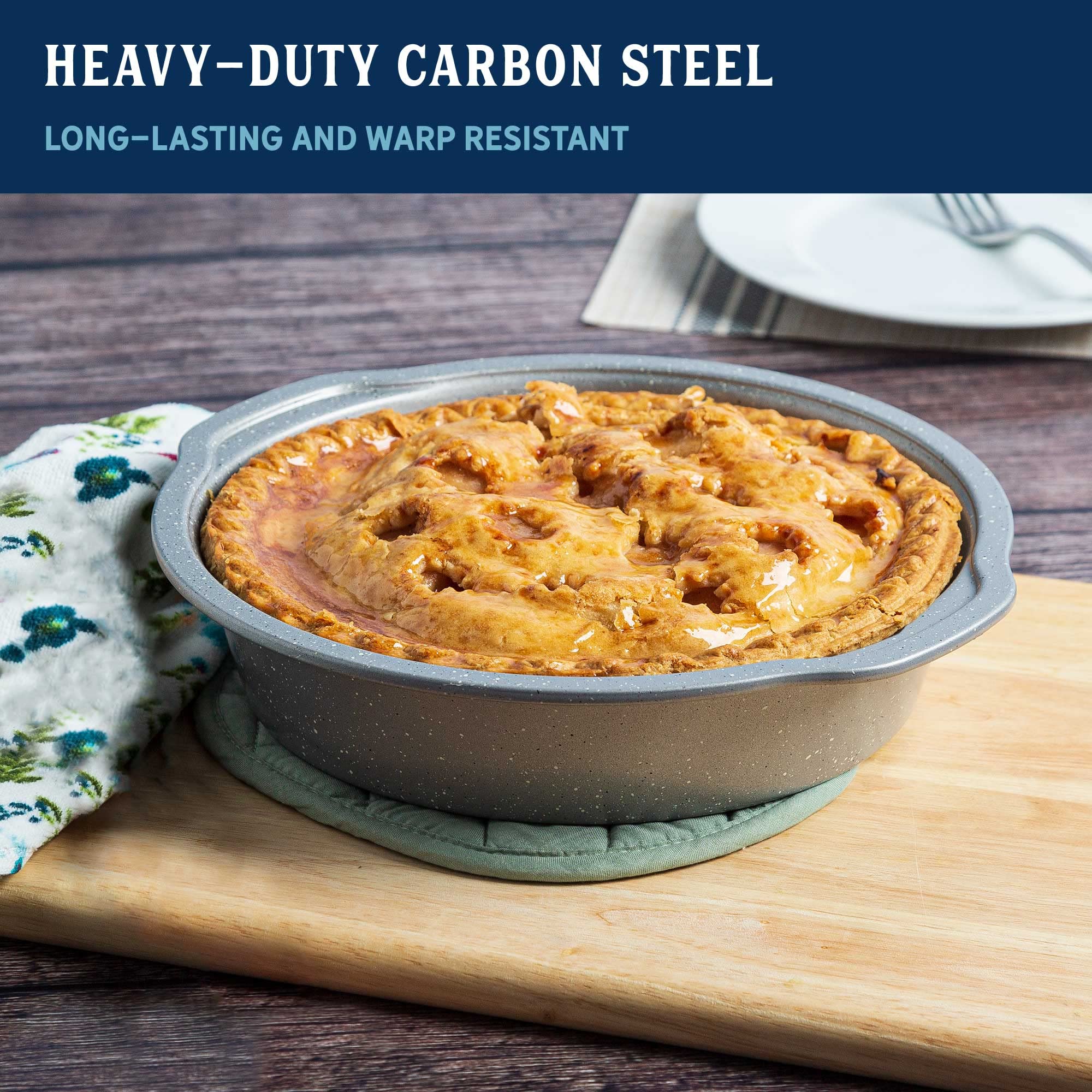 Country Living Nonstick Loaf Pan, Heavy Duty Carbon Steel with Quick Release Coating, Made without PFOA, Dishwasher Safe, 2-Pack Bakeware Set, 9-Inch x 5-Inch, Gray Speckle