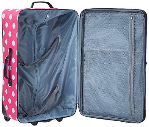 Rockland Polka Softside Upright Luggage Set, Expandable, Lightweight, Pink Dots, 4-Piece (14/19/24/28)