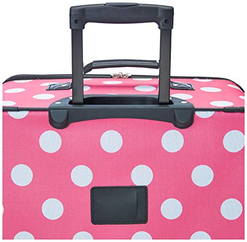 Rockland Polka Softside Upright Luggage Set, Expandable, Lightweight, Pink Dots, 4-Piece (14/19/24/28)
