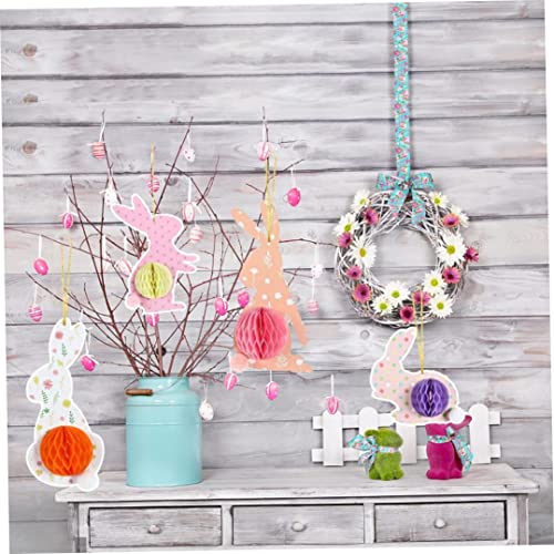 KUYYFDS Easter Decorations,Easter Decorations,Bunny Decorations for Home Rabbit with Honeycomb Paper Ball Bunny Ornament, Honeycomb Balls Party Decorations The Easter Party 4Pcs