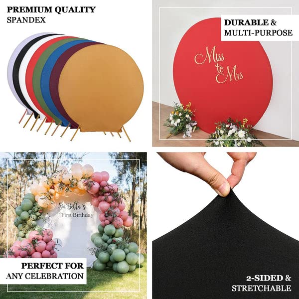 Efavormart 7.5ft Matte Navy Blue Round Spandex Fit Wedding Arch Backdrop Cover - 2-Sided Custom Fit Backdrop Stand Arch Cover