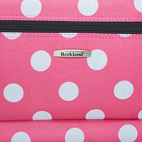 Rockland Polka Softside Upright Luggage Set, Expandable, Lightweight, Pink Dots, 4-Piece (14/19/24/28)
