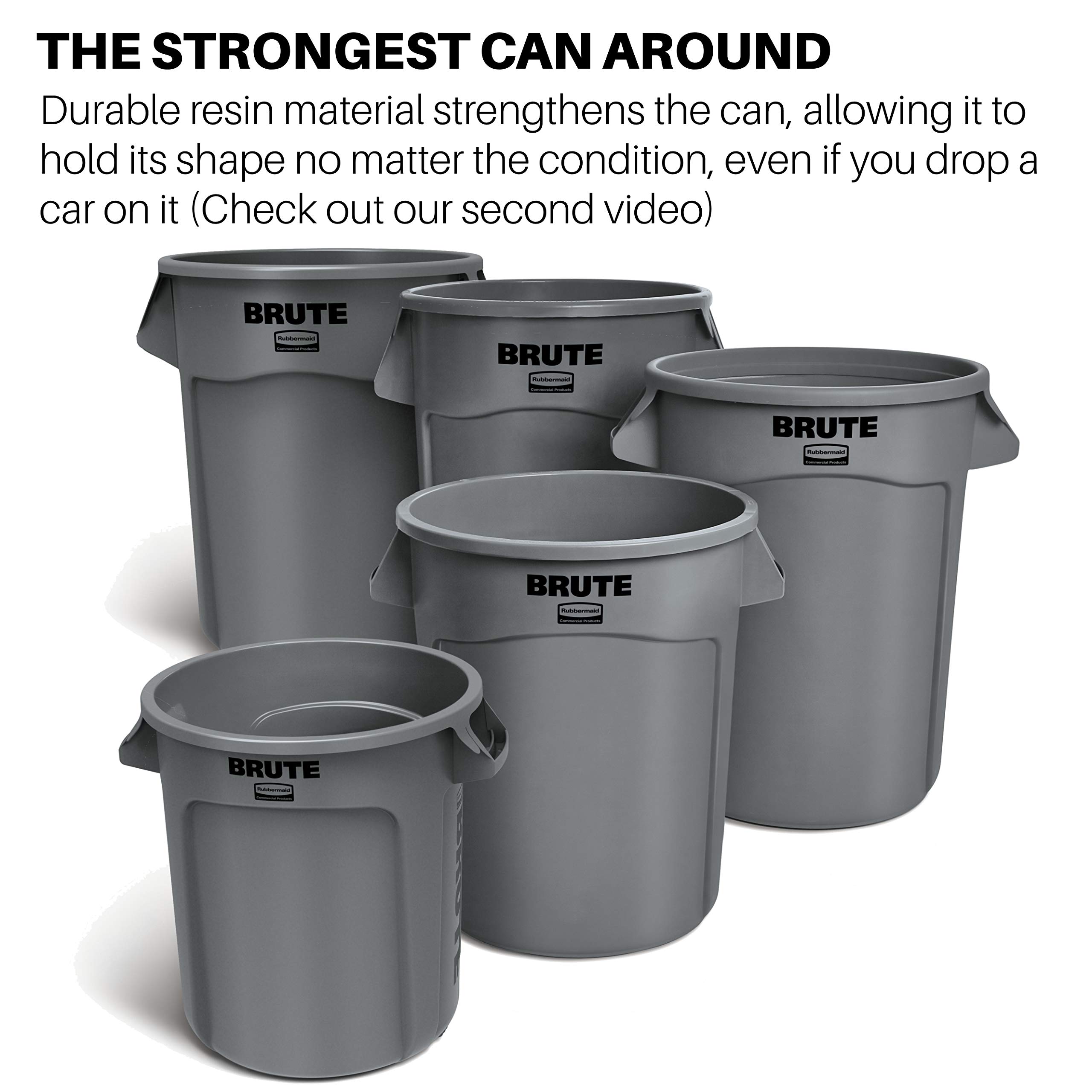 Rubbermaid Commercial Products BRUTE Heavy-Duty Round Trash Can with Venting Channels, 20-Gallon, Black, Waste Container for Landscapers/Construction Sites/Restaurants/Offices/Warehouses/Home/Driveway