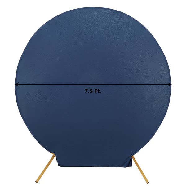 Efavormart 7.5ft Matte Navy Blue Round Spandex Fit Wedding Arch Backdrop Cover - 2-Sided Custom Fit Backdrop Stand Arch Cover