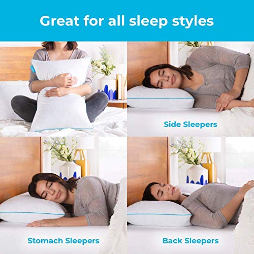 LINENSPA Two Pack Shredded Gel Memory Foam Pillow – Cooling Bed Pillow – Side, Stomach, and Back Sleepers – Pack of 2 – Standard