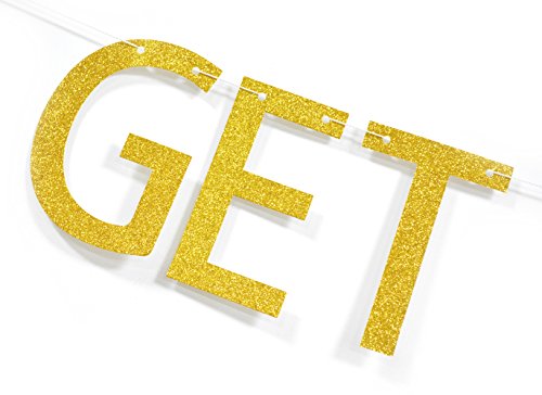 Qttier™ Let's Get It Poppin' Gold Glitter Banner for Baby Shower Popcorn Buffet Wedding Reception Decorations