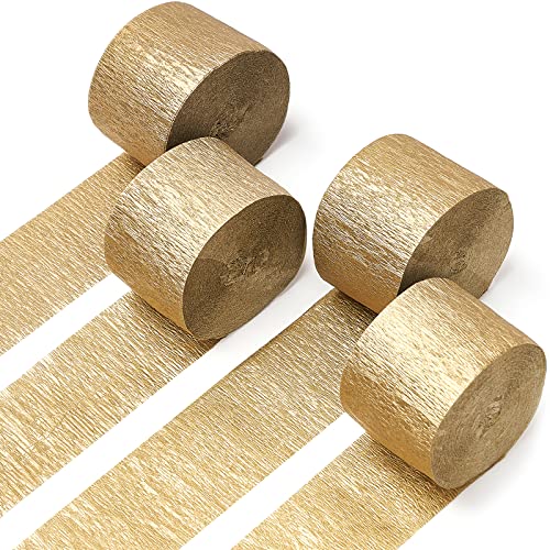 PartyWoo Purple Green Gold Balloons 50 pcs and Crepe Paper Streamers Gold 4 Rolls