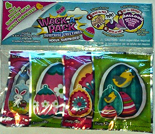 Easter Egg Wack-a-pack Balloon Surprise! 3 Pack of 4 Self-inflating Foil Balloons- Various Designs
