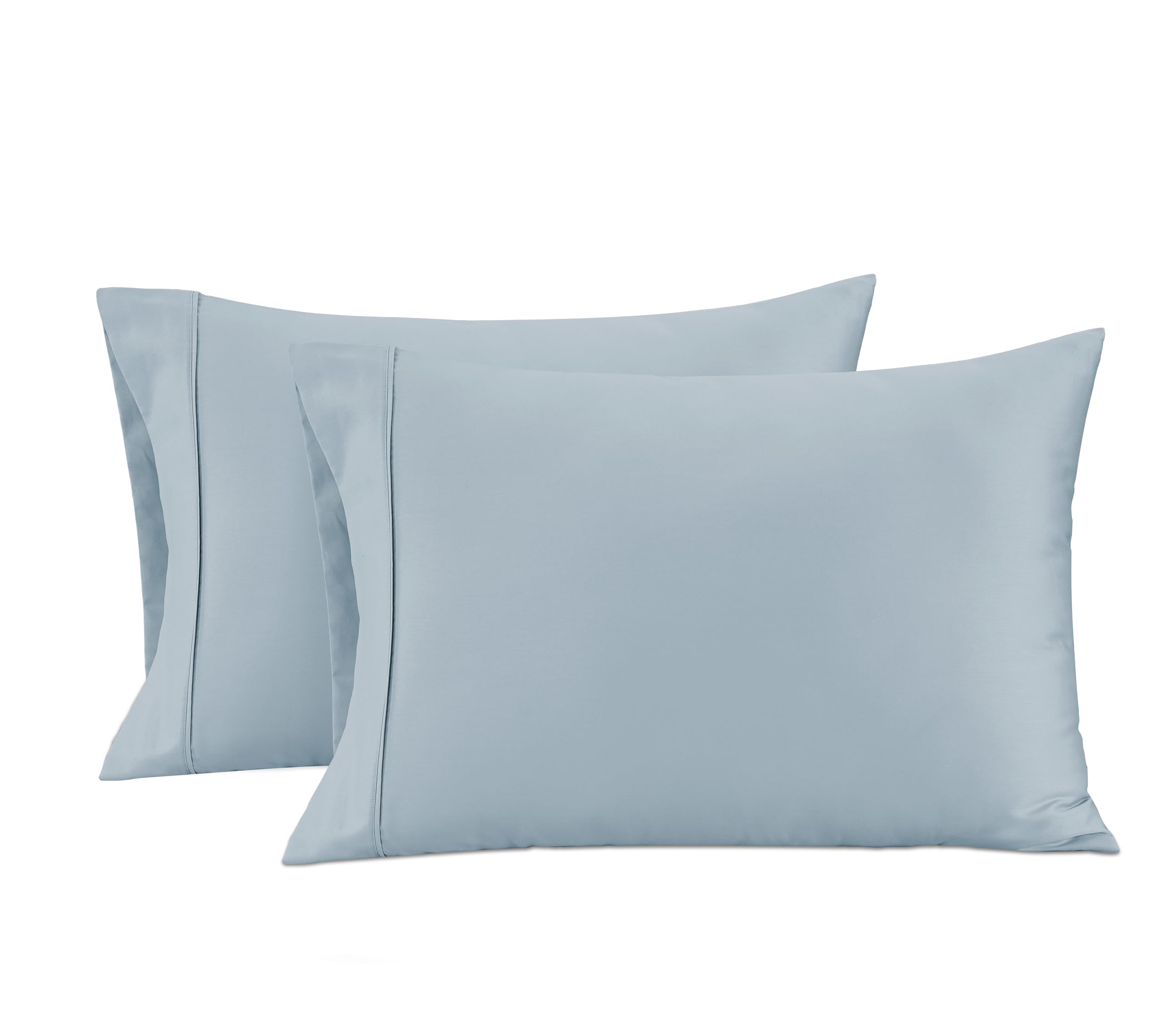 100% Organic Cotton Twin Sheet Set & Standard Pillowcases Set of 2 Combo- 300 Thread Count Long Staple Cotton Sheets,3 Pc Twin Size Sheets & Standard Pillowcases, Sateen Sheets, Breathable - Light Blu