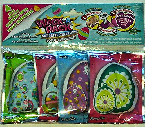 Easter Egg Wack-a-pack Balloon Surprise! 3 Pack of 4 Self-inflating Foil Balloons- Various Designs
