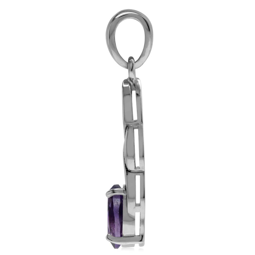 Silvershake 1.14ct. Natural African Amethyst 925 Sterling Silver Celtic Knot Pendant with 18 Inch Chain Necklace