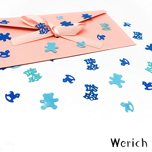 Werich Baby Boy Confetti for Tables Baby Shower Games Gender Disclosure Birthday Party Glitter Metallic Foil Table Scatters Confetti for Party Decorations DIY