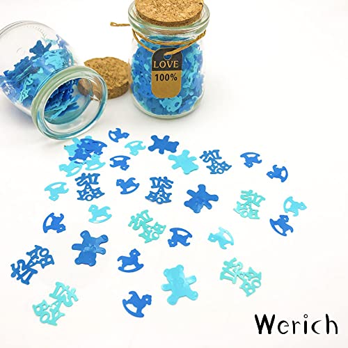 Werich Baby Boy Confetti for Tables Baby Shower Games Gender Disclosure Birthday Party Glitter Metallic Foil Table Scatters Confetti for Party Decorations DIY