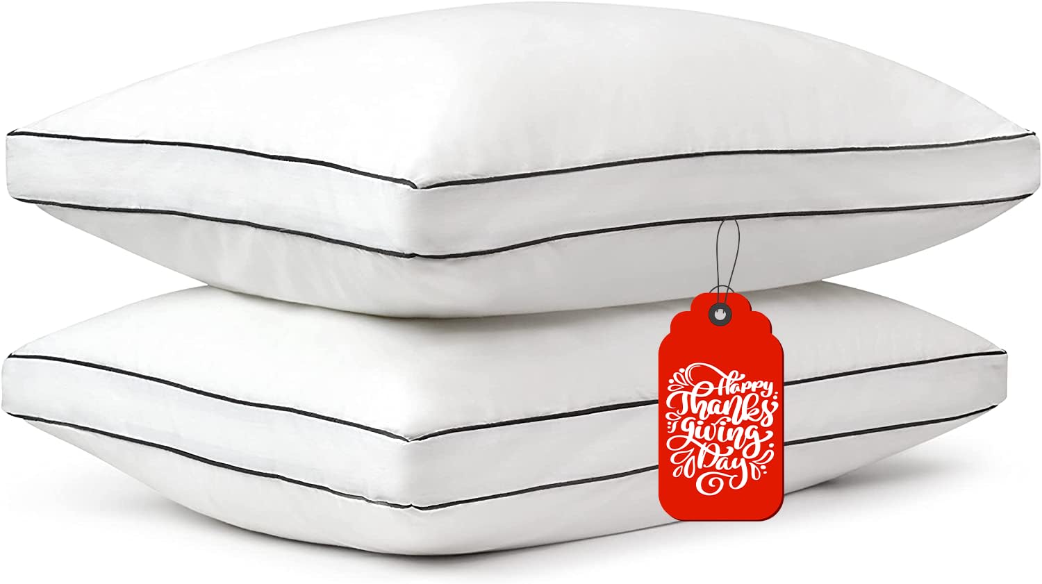 CHATEAU HOME COLLECTION Tencel Eucalyptus Queen Size Sheet Set & Standard Pillows Set of 2 Combo- Ivory Silky Soft Breathable Sheets & White Supportive Soft Pillow Design with Grey Stripes