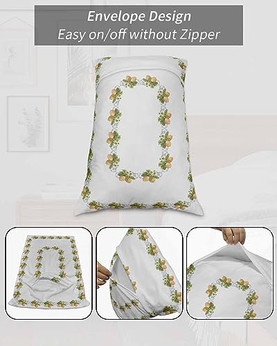 Edwiinsa Summer Lemon Pillow Covers King Standard Set of 2 20x36 Bed Pillow, Spring Leaves Yellow Lemon Lace Plush Soft Comfort for Hair/Skin Cooling Pillowcases with Envelop Closure