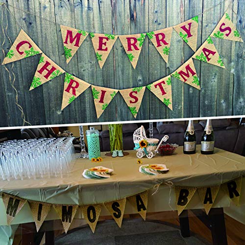 Novelty Place 15Pcs Burlap Banner - 14 Ft Triangle Flag - DIY Hand Painted Home Decorations for Holiday, Birthday, Wedding, Graduation and Party