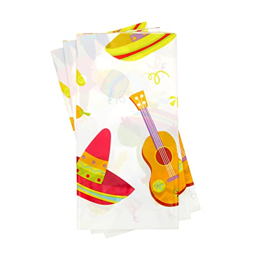 3 Pack Fiesta Table Cover, Cinco de Mayo, Mexican Party Supplies (54 x 108 In)