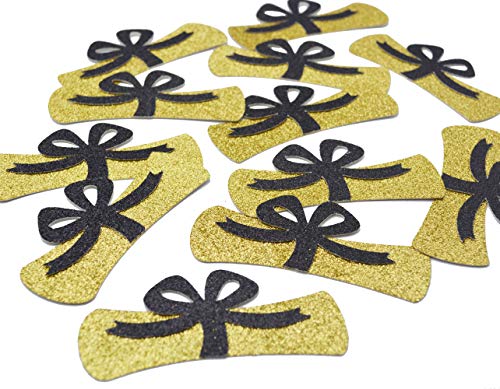 Diploma Confetti, 12pcs 4 inches Graduation Centerpeices Congrats Grad Party Decorations Graduation Table Decor Class of 2023 High School College Graduation Party Supplies (Gold & Black Glitter)