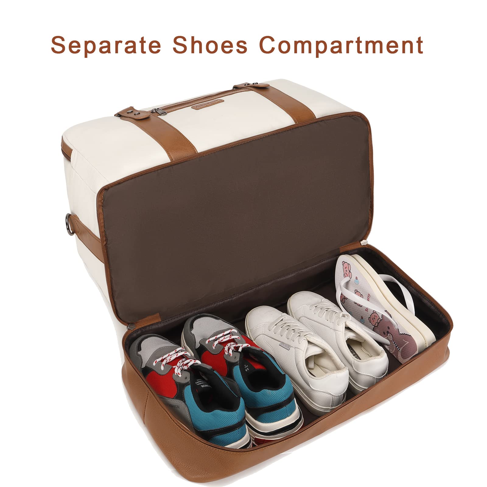 Enoshi Luggage Overnight Bag for Women Canvas Travel Duffel Weekender Bag Shoe Compartment Three-Piece