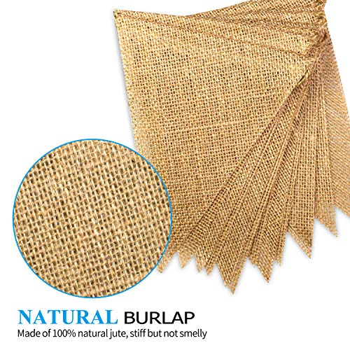 Novelty Place 15Pcs Burlap Banner - 14 Ft Triangle Flag - DIY Hand Painted Home Decorations for Holiday, Birthday, Wedding, Graduation and Party