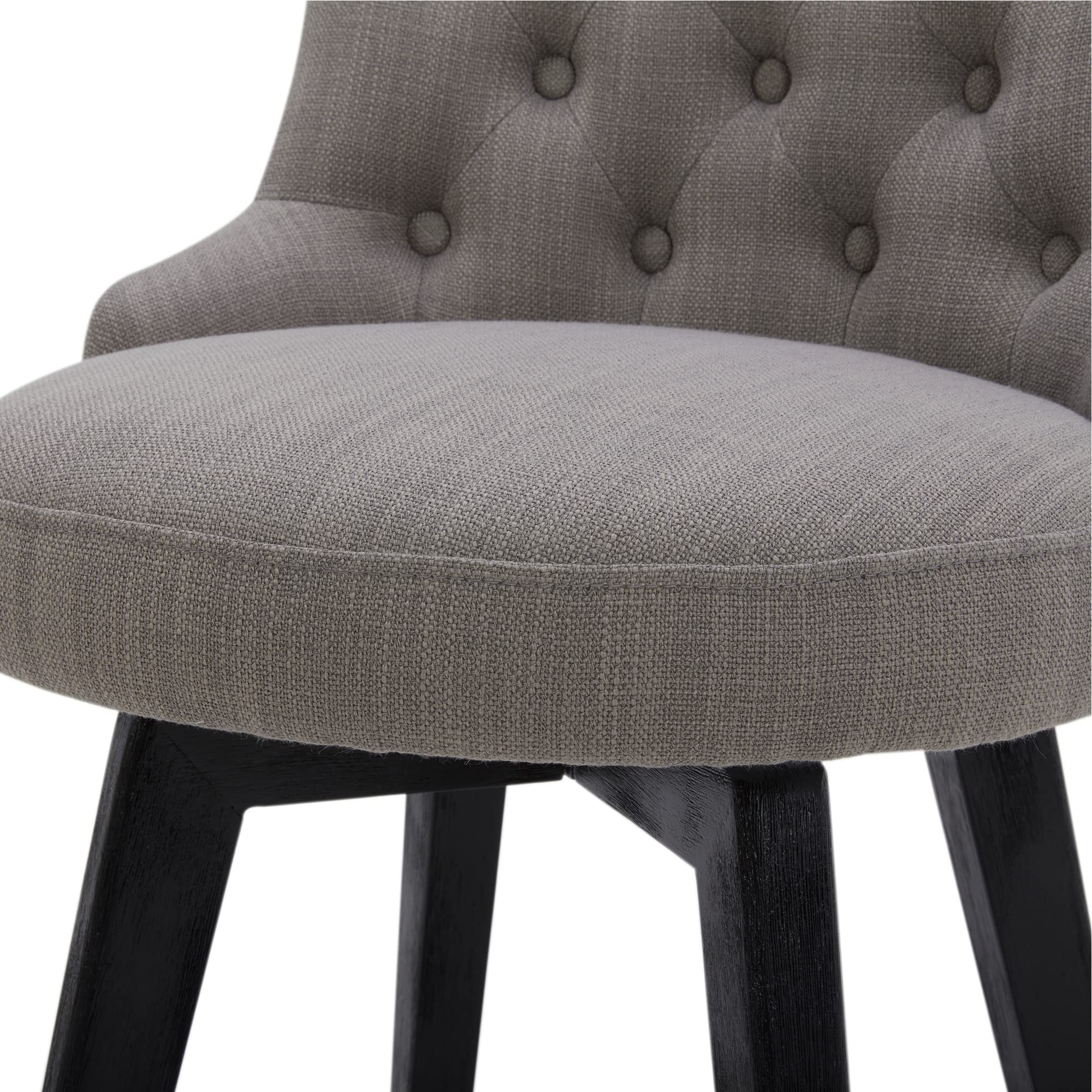 Watson & Whitely Modern Swivel Bar Stools, Performance Fabric Upholstered Counter Height Bar Stool with Back, Solid Wood Legs, 26" H Seat, Set of 2, Flint Grey