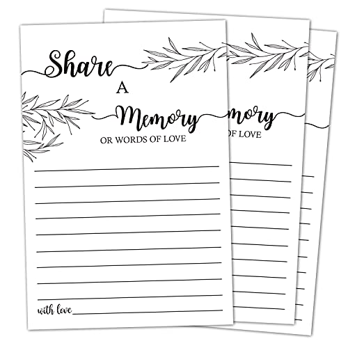 Share a Memory Card, Memorial Cards for Celebration of Life, Funeral Guest Book, Advice for The Bride, Wedding Favors, Graduation, Retirement, Going Away Party Decorations, 4x6 Inch, 50 Pack