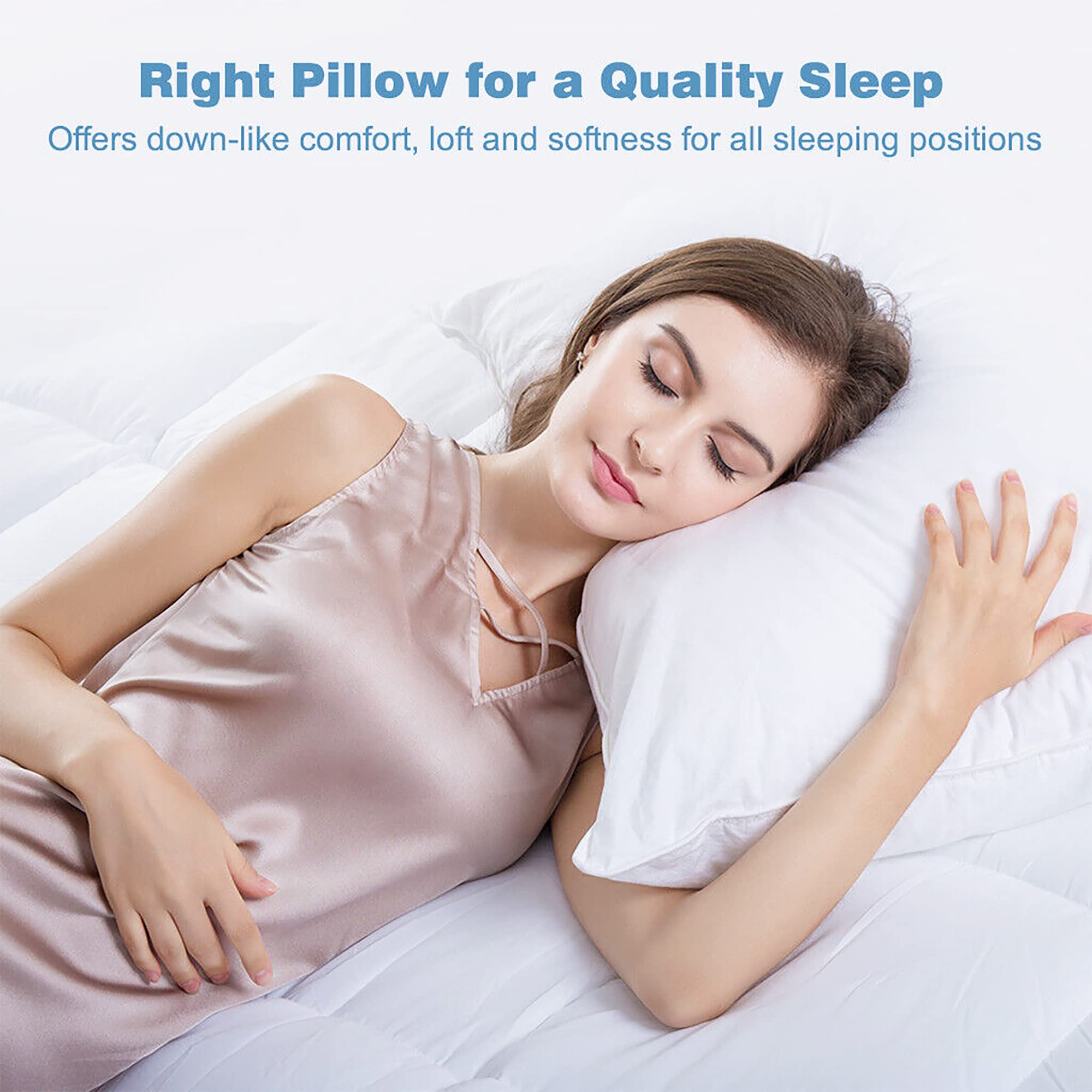 Acteb Pillows Standard Size Set of 2 Pack Bed Basic Sleeping Pillow Medium Supportive & Soft for Side Back Stomach Sleeper 20x26in