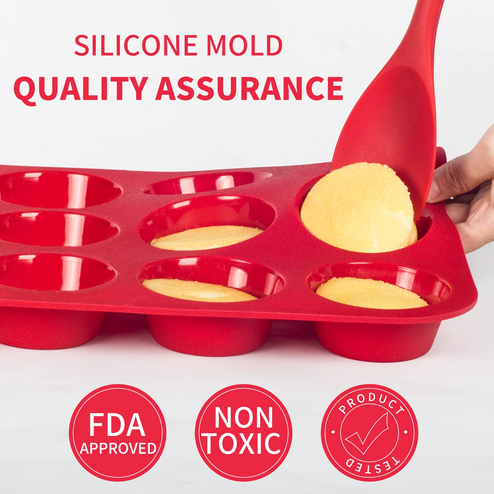 AIMLOT Muffin Pan Cupcake Set, Non-stick Silicone Muffin Pan for Making Muffin Cakes, Tart, Bread, BPA Free and Dishwasher Safe