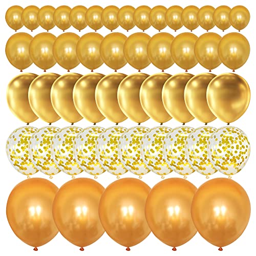 105pcs Matte Balloons and Confetti Balloons with 18 Inch + 12 Inch + 10 Inch + 5 Inch Latex Party Balloons for Gender Reveal Wedding Engagement Birthday Bridal Shower Party Decorations (Gold)