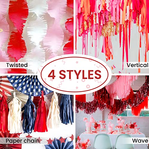 PartyWoo Foil Curtain Red 2 pcs and Crepe Paper Streamers 6 Rolls