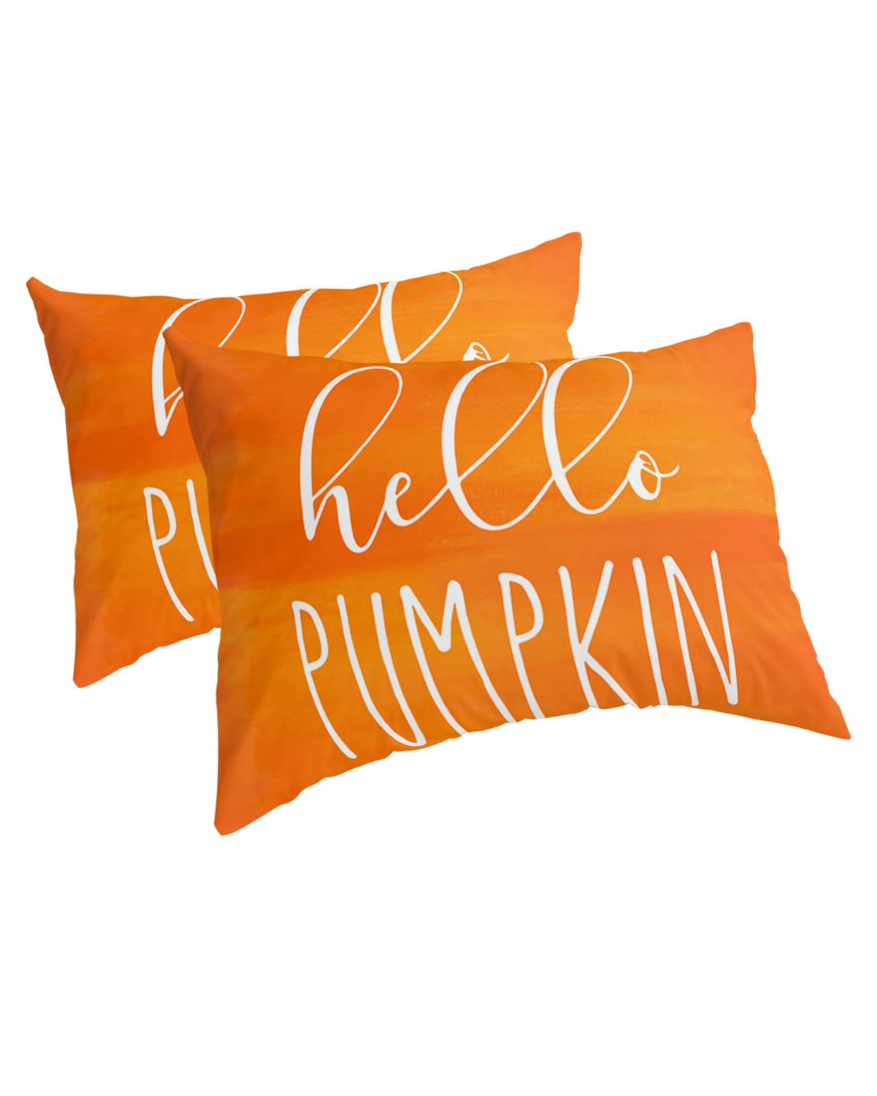 Edwiinsa Thanksgiving Pillow Covers King Standard Set of 2 Bed Pillow, Plush Soft Comfort for Hair/Skin Cooling Pillowcases with Envelop Closure 20x36 Inches Burnt Orange Pumpkin Festival