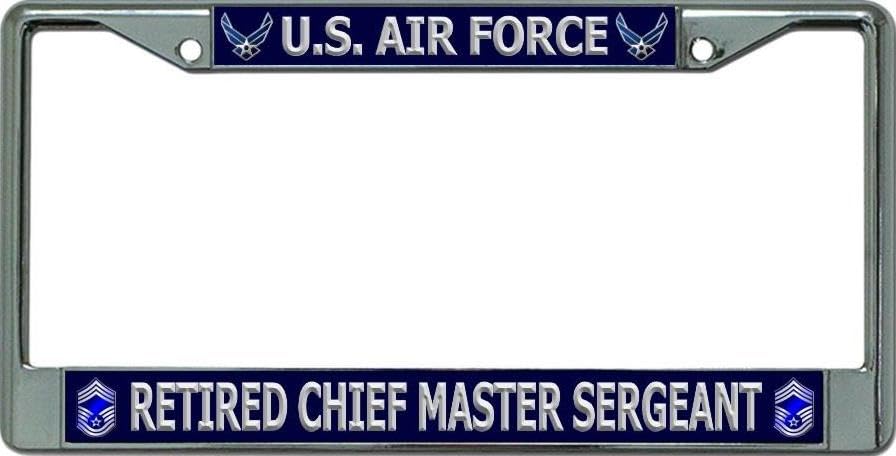 U.S. Air Force Retired Chief Master Sergeant Chrome License Plate Frame
