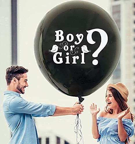 JLS Baby Shower Gender Reveal JUMBO 36 inch GIANT Balloon with heart shape Gold, Pink and Blue Confetti | Huge Balloon Boy or Girl | Balloon Gender Reveal Party | Baby Shower Surprise Party | Pregnant